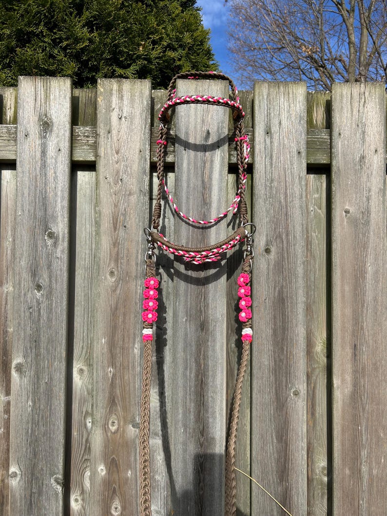 Bitless Bridle, Side Pull Hackamore With Bling Flower Reins, - Brown ...