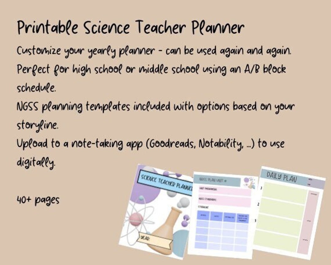 Printable Science Teacher Planner - Etsy