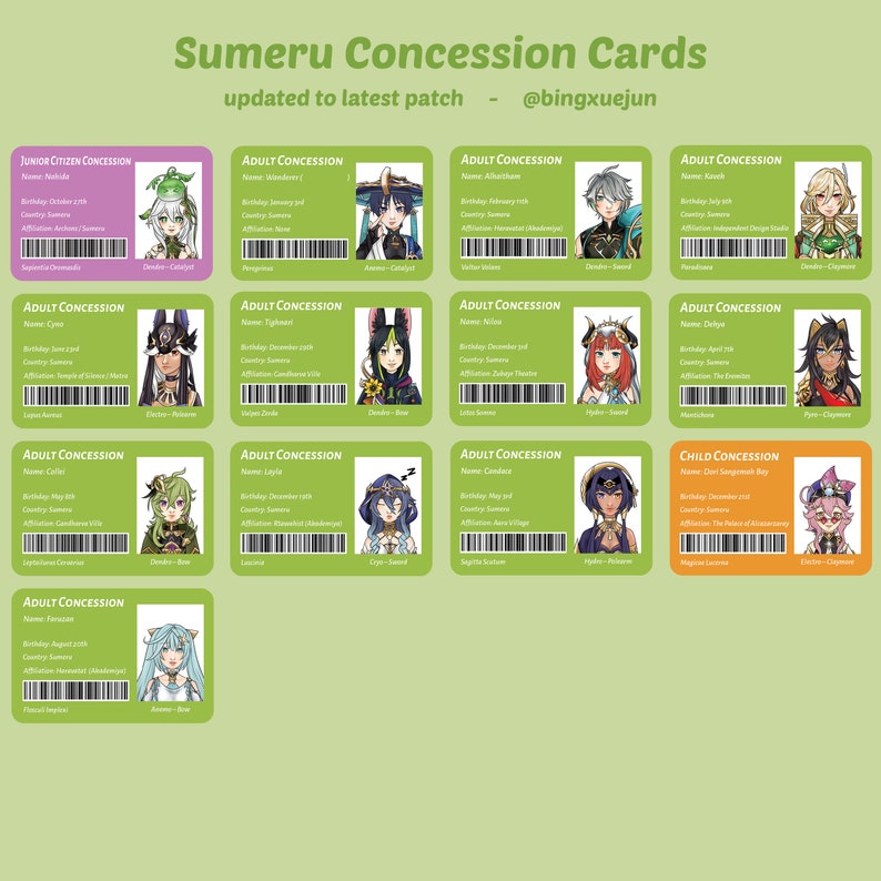 Genshin Concession Cards Gacha Pack Choose Any NEW Xianyun Gaming ...