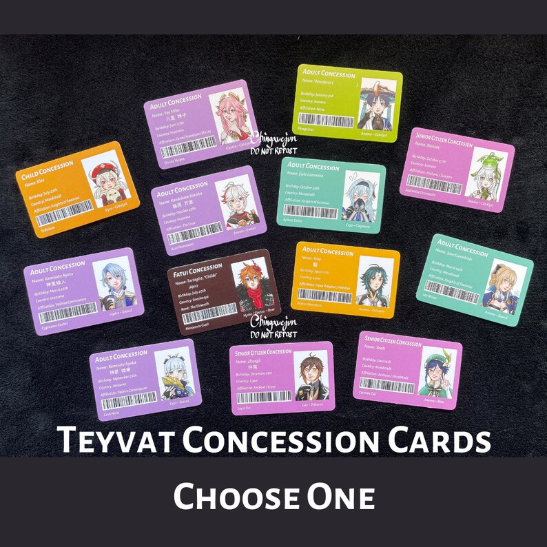 Genshin Concession Cards Gacha Pack Choose Any NEW Xianyun Gaming ...