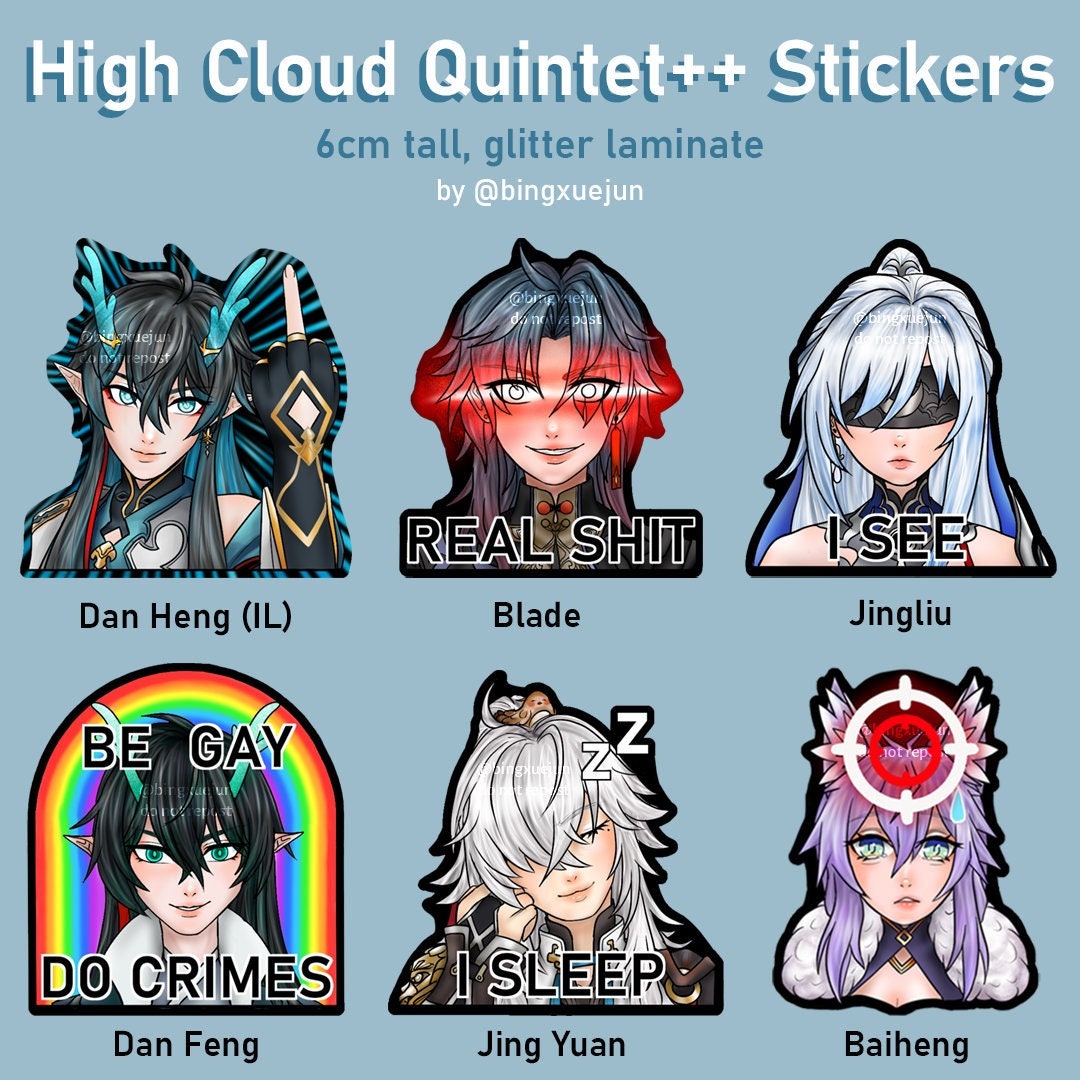 High Cloud Quintet Meme Stickers | Honkai Star Rail | Dan Heng Jing Yuan Jingliu Blade Dan Feng ...