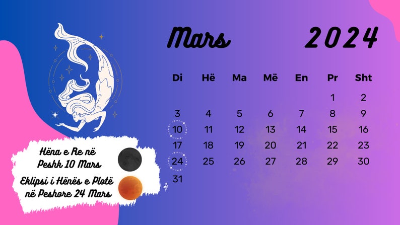 Moon Calendar 2024/ Lunar Calendar 2024 Albanian Version Kalendari ...