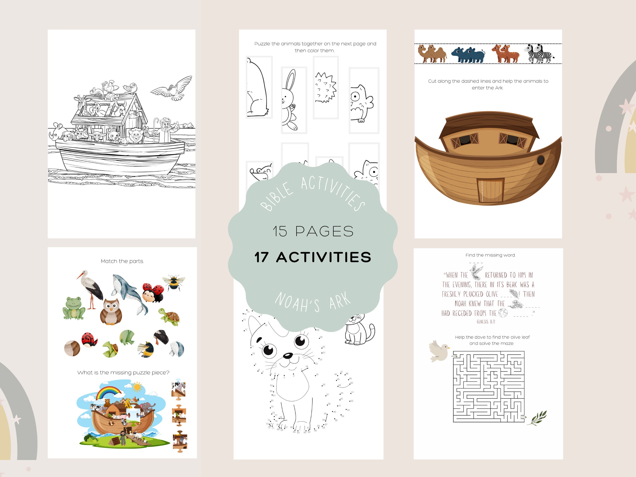 Noahs Ark Fun and Educational Bible Activities for Children Preschool ...