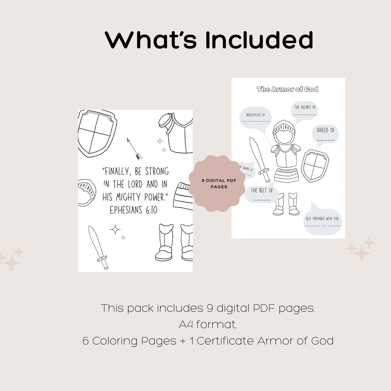 The Armor of God Bible Activity Coloring Pages Digital PDF Sunday ...