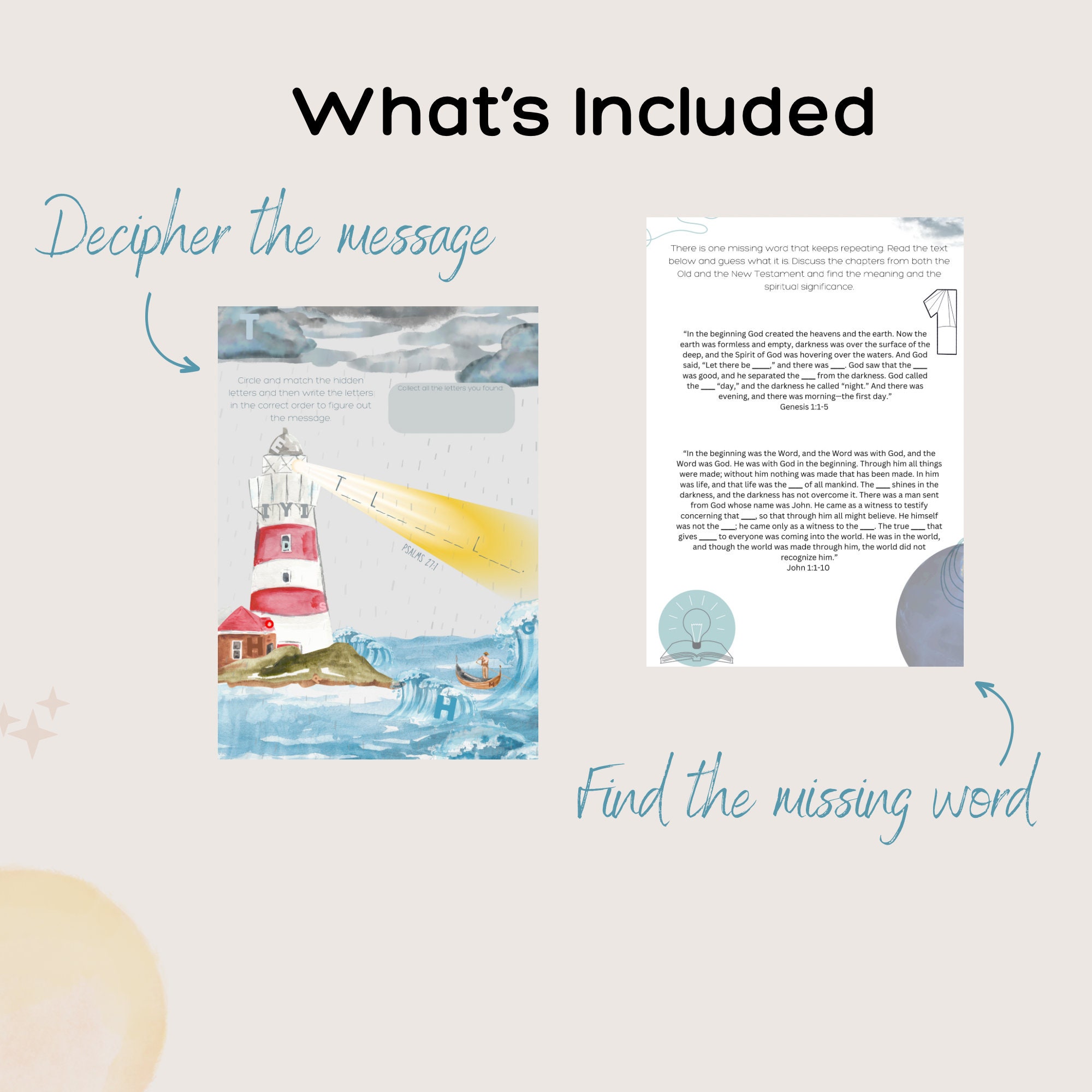 Jesus Light of the World Bible Activities Christian Children Worksheet ...