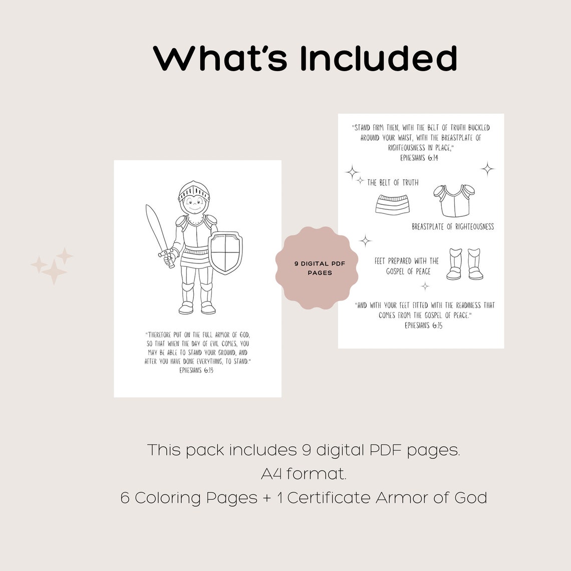 The Armor of God Bible Activity Coloring Pages Digital PDF Sunday ...