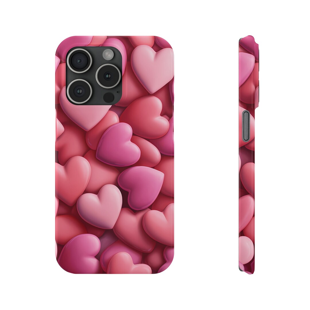 3D Effect Hearts iPhone Case, Pink iPhone Case, Cute Hearts iPhone Case ...