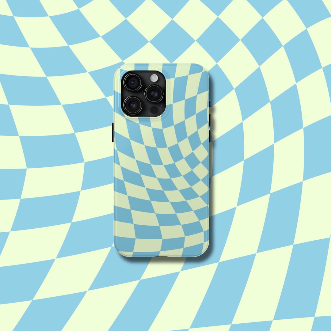 Warped Checkered Pattern, Checkerboard Design Phone Case, Tough iPhone ...