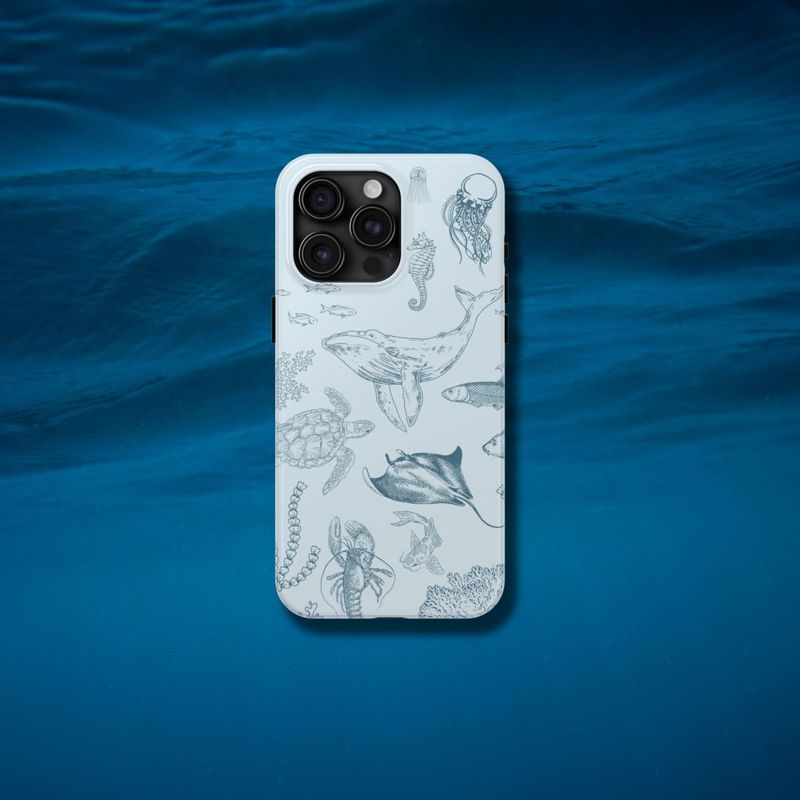 Ocean Creatures iPhone Case, Sea Turtle, Whale, Lobster, Manta Ray ...