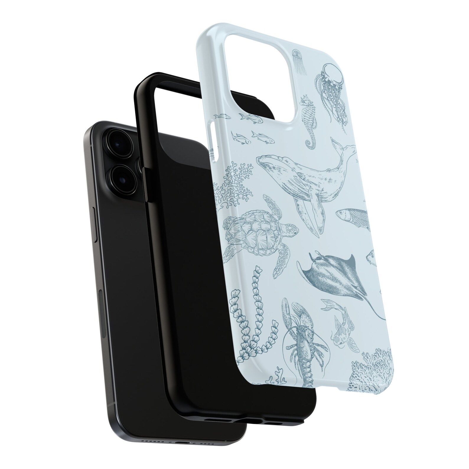 Ocean Creatures iPhone Case, Sea Turtle, Whale, Lobster, Manta Ray ...