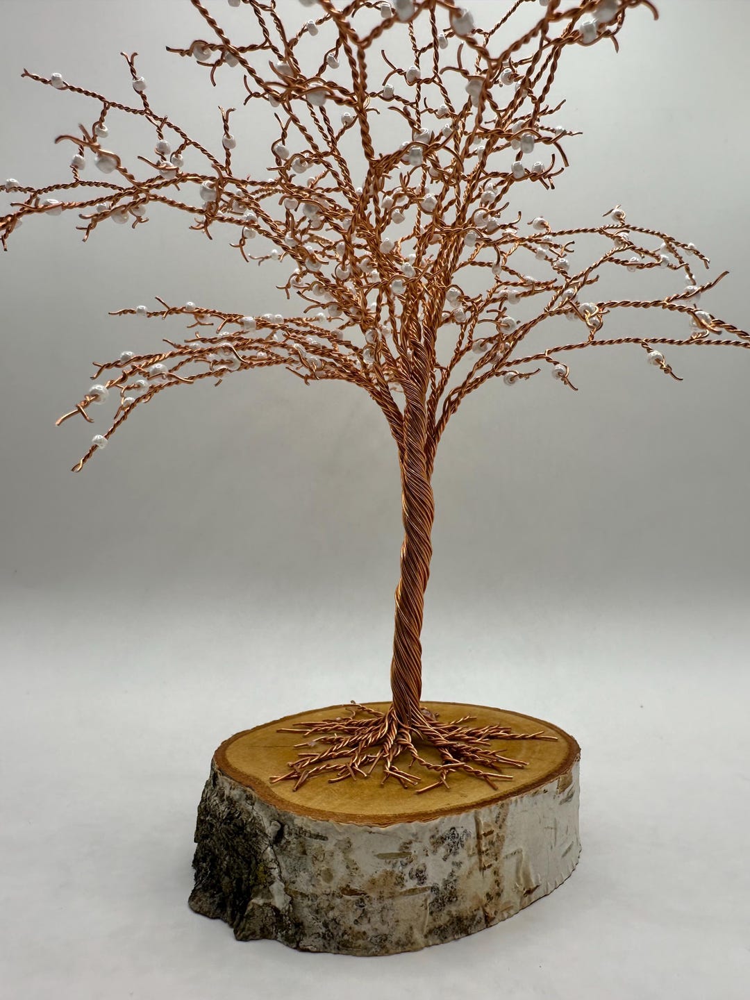 Handmade Copper Aluminum Wire Tree Sculpture With White Micro Seed ...