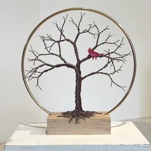 Cardinal Rembrance Tree Made From Bronze Aluminum Wire Mounted Inside 5 ...