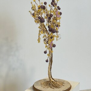 KC Gold Twisted Tree With Lavender Matte Beads, Yellow Crystal Stone ...