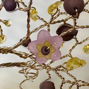 KC Gold Twisted Tree With Lavender Matte Beads, Yellow Crystal Stone ...