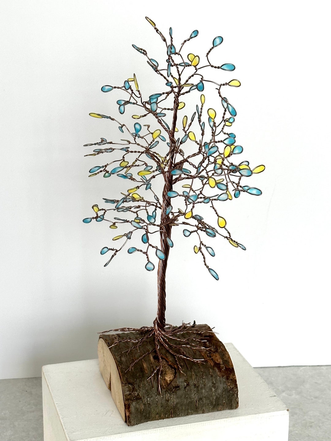 Bronze Wire Twisted Tree With Hand Painted Leaves. Perfect One of a ...
