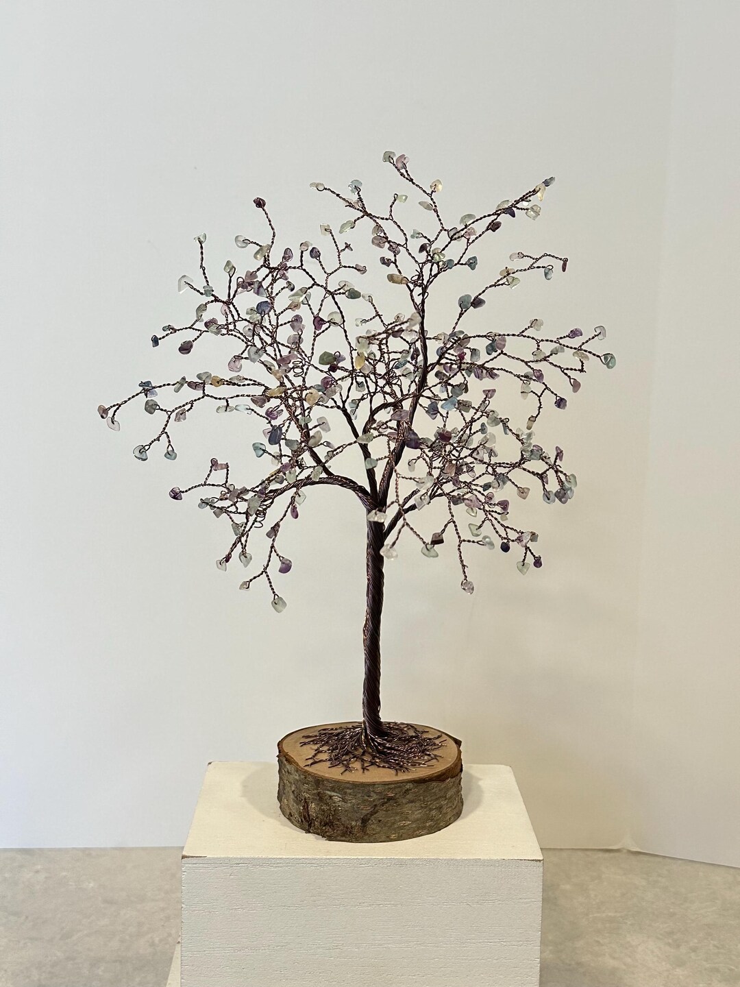 Handmade Bronze Wire Tree Sculpture With Flourite Gemstones - Etsy