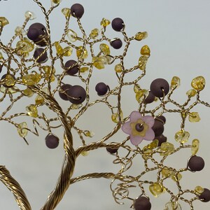 KC Gold Twisted Tree With Lavender Matte Beads, Yellow Crystal Stone ...