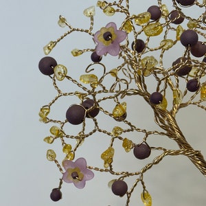 KC Gold Twisted Tree With Lavender Matte Beads, Yellow Crystal Stone ...