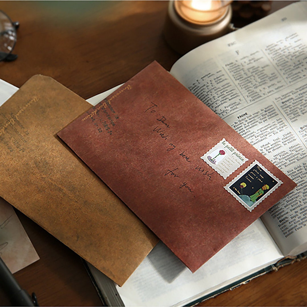 Personalized Leather Kraft Paper 4x6 Envelope, Vintage Style Kraft ...