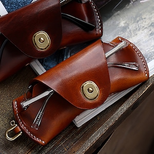 Personalized Leather Glasses Case, Brown Glasses Case, Engraved Case ...