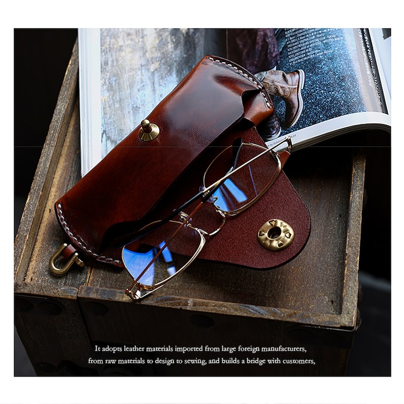 Personalized Leather Glasses Case, Brown Glasses Case, Engraved Case ...