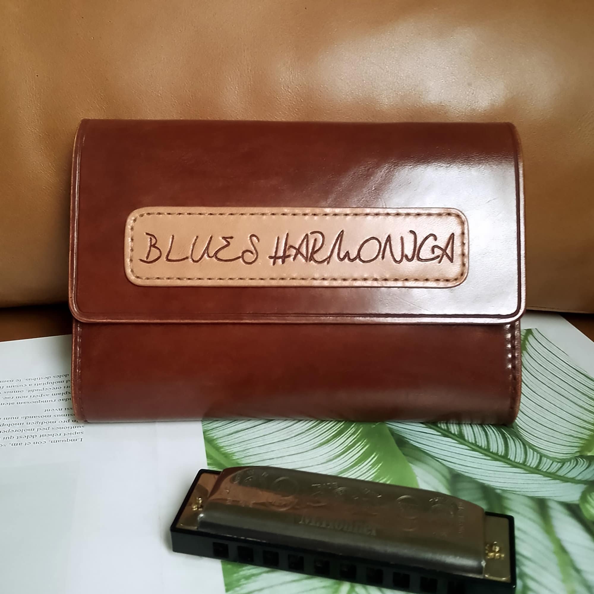 Handmade Leather Harmonica Case, Harp Case, Leather Mouth Organ Holder ...