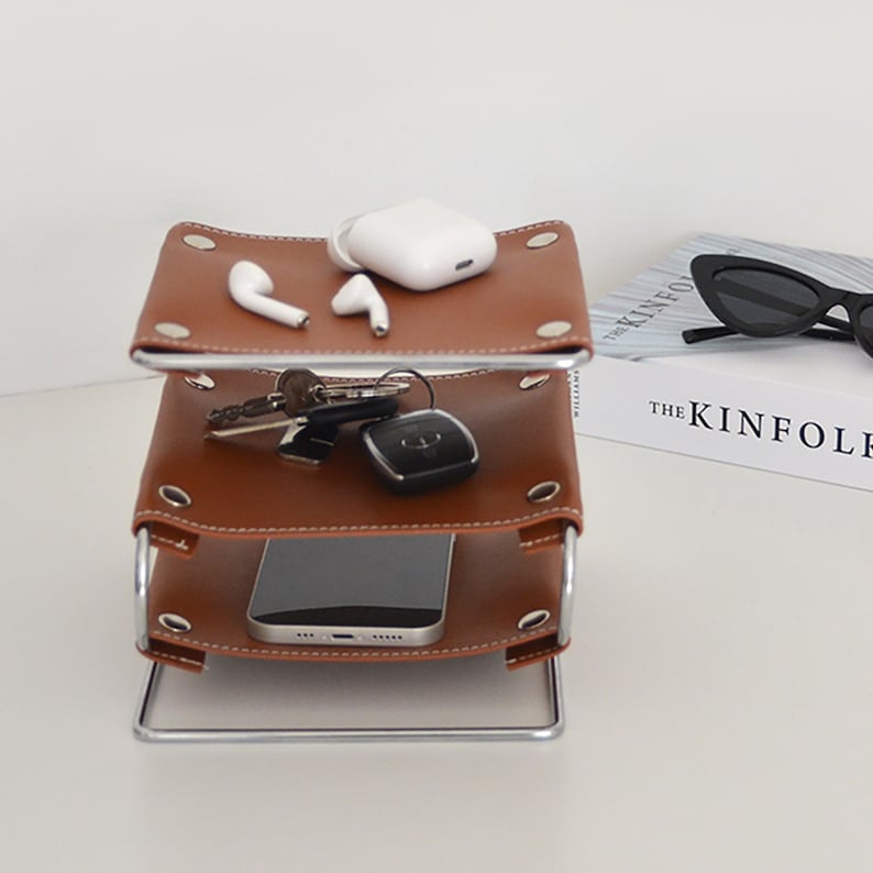 Personalized Leather Desktop Organizer, 3 Tier Office Desk Organizer ...