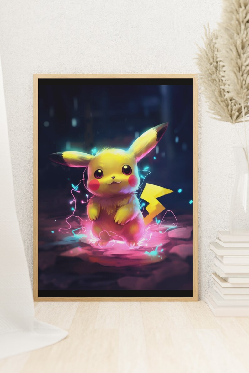 Pikachu Poster Art, Pokemon Poster Print, Beautiful Cartoon Poster ...
