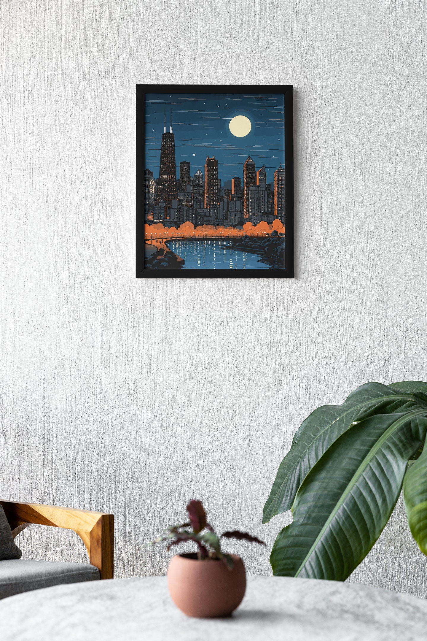 Chicago Wall Art, Night Sky Print Art, Chicago Art Print, City Skyline ...