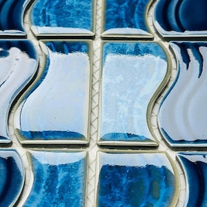 Navy Blue Wavy Porcelain Tile, Pool Backsplash, 6x12 - Etsy