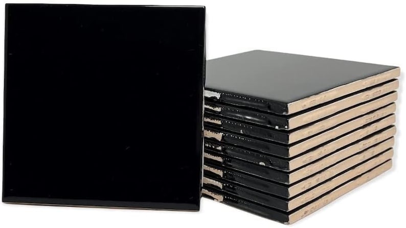 Black Gloss Ceramic Tile, 4.25" Square, Box of 10 - Etsy