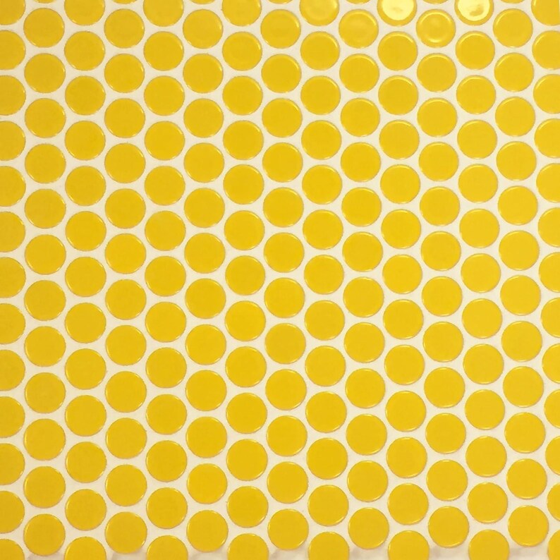 Yellow Penny Round Porcelain Mosaic Floor Wall Tile Backsplash - Etsy