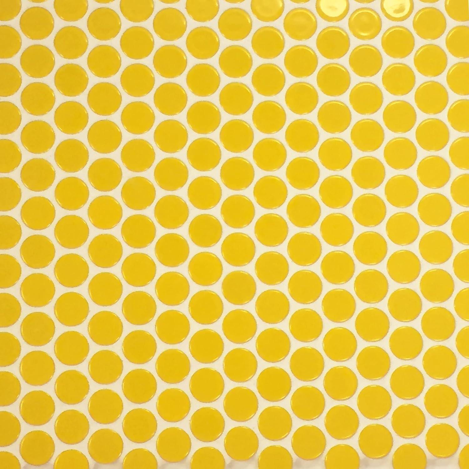 Yellow Penny Round Porcelain Mosaic Floor Wall Tile Backsplash - Etsy