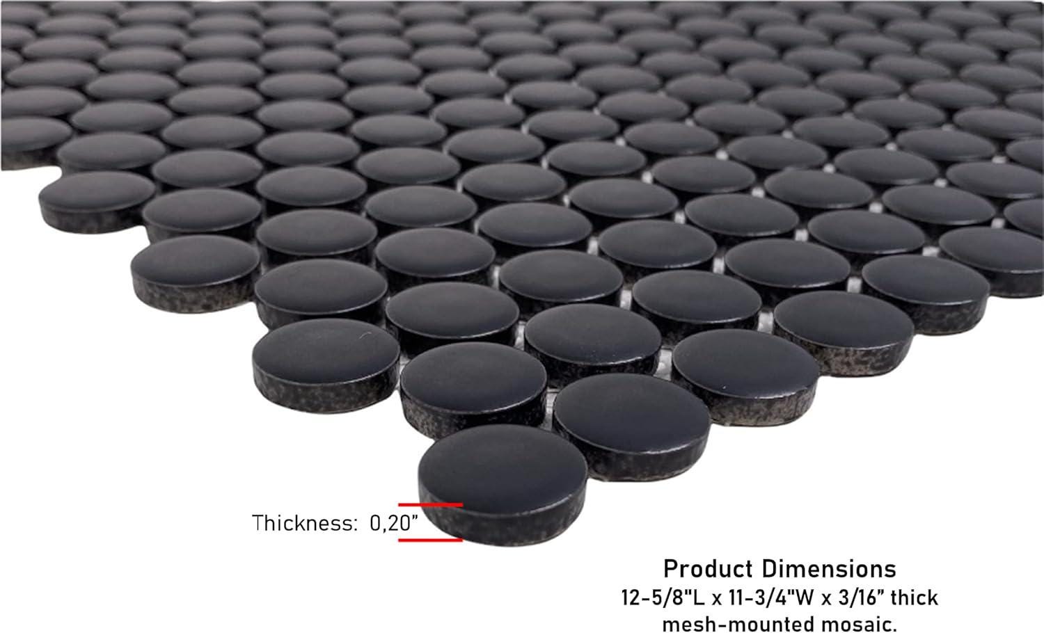 Matte Black Penny Round Porcelain Mosaic Floor Wall Tile - Etsy