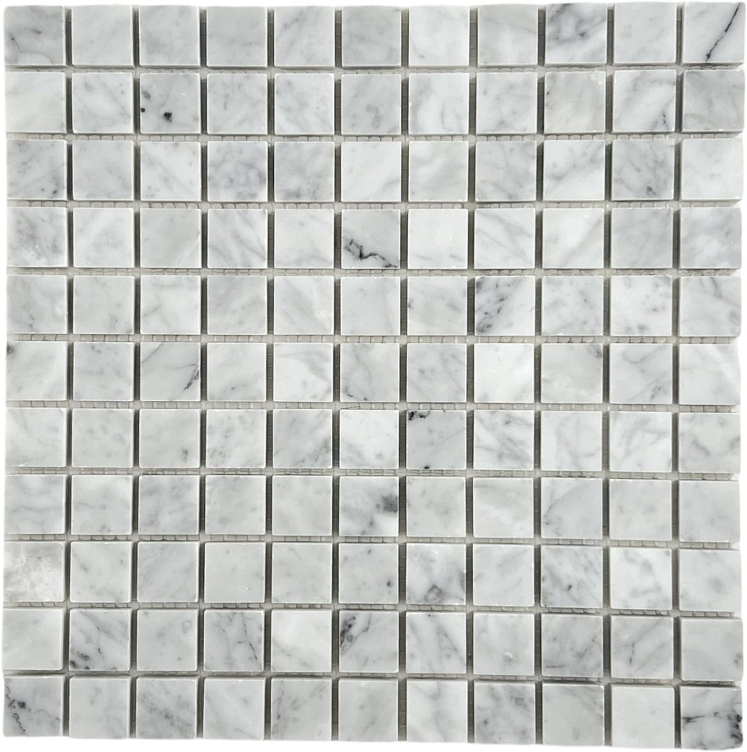 Carrara White Marble 1x1 Square Mosaic Tile Honed - Etsy