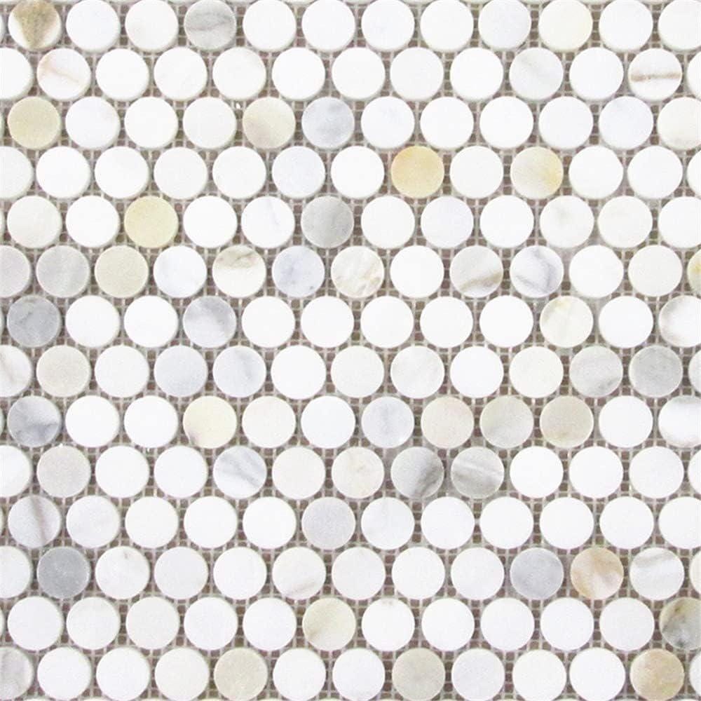 Calacatta Gold Marble 3/4 Inch Penny Round Mosaic Tile Honed - Etsy