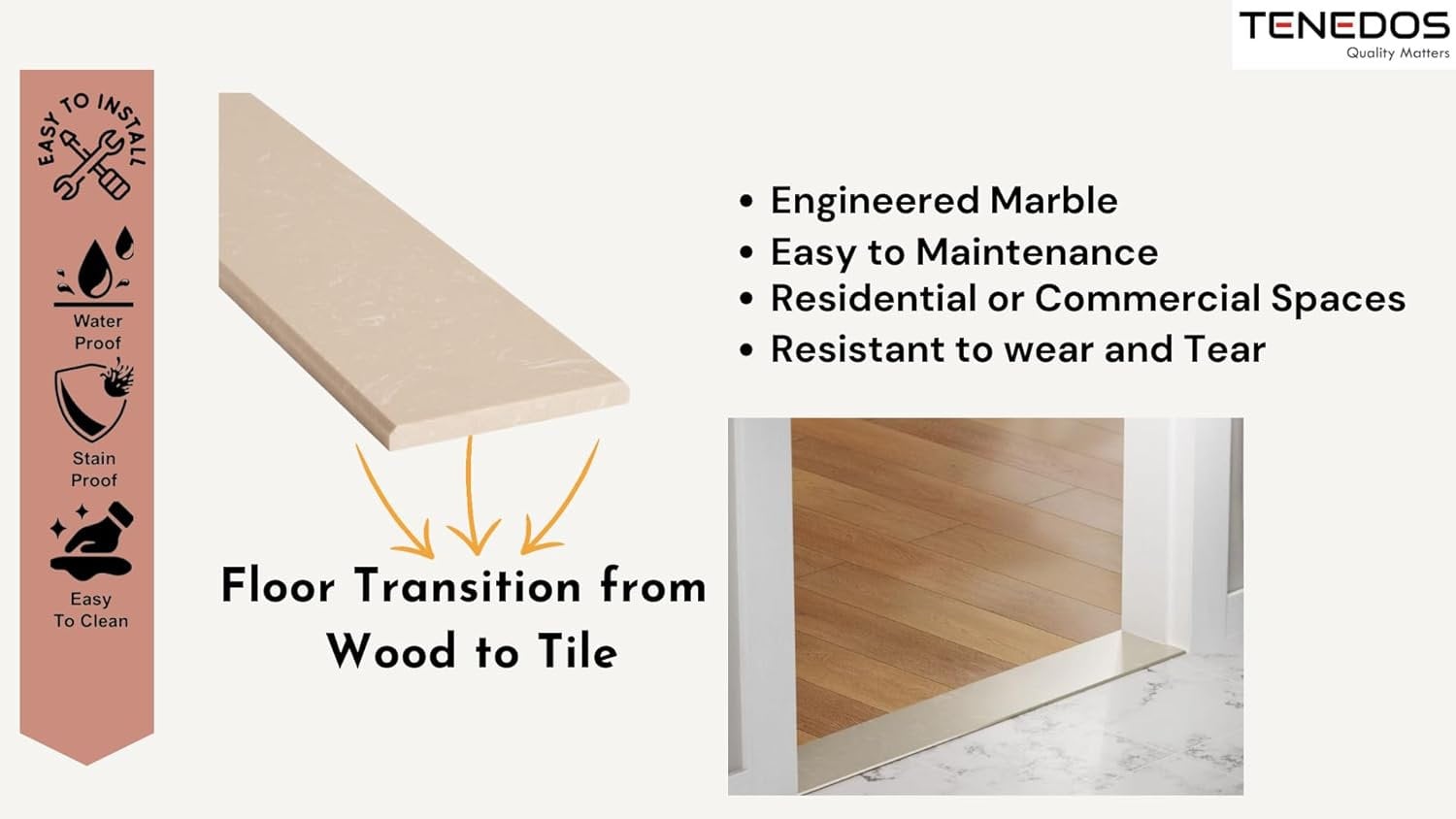 Threshold Shower Curb Custom Cut Size Crema Beige Engineered Marble ...