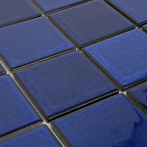 Cobalt Blue Porcelain Mosaic Tile, 3x3 Square Pattern - Etsy
