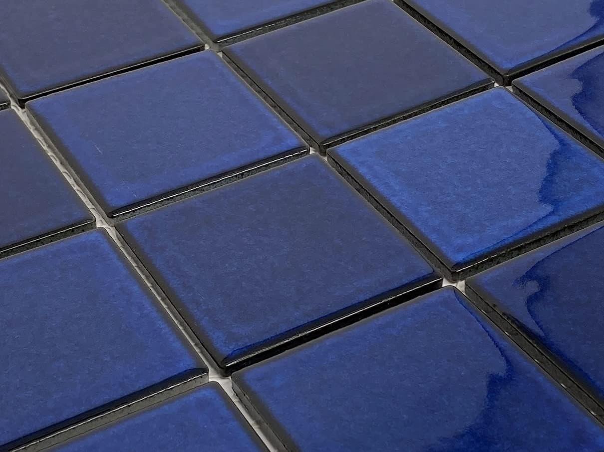Premium Quality 3x3 Cobalt Blue Square Pattern Porcelain Mosaic Floor ...