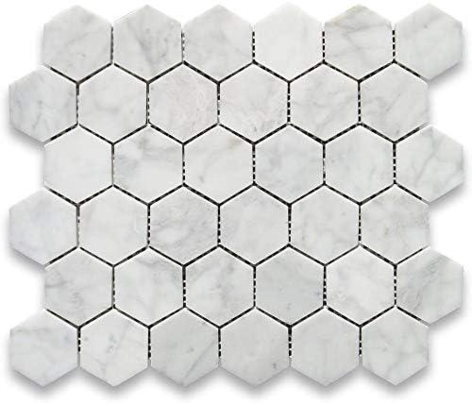 Tenedos Carrara Marble 2 Inch Hexagon Mosaic Tile - Etsy
