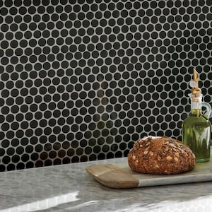 Matte Black Penny Round Porcelain Mosaic Floor Wall Tile - Etsy