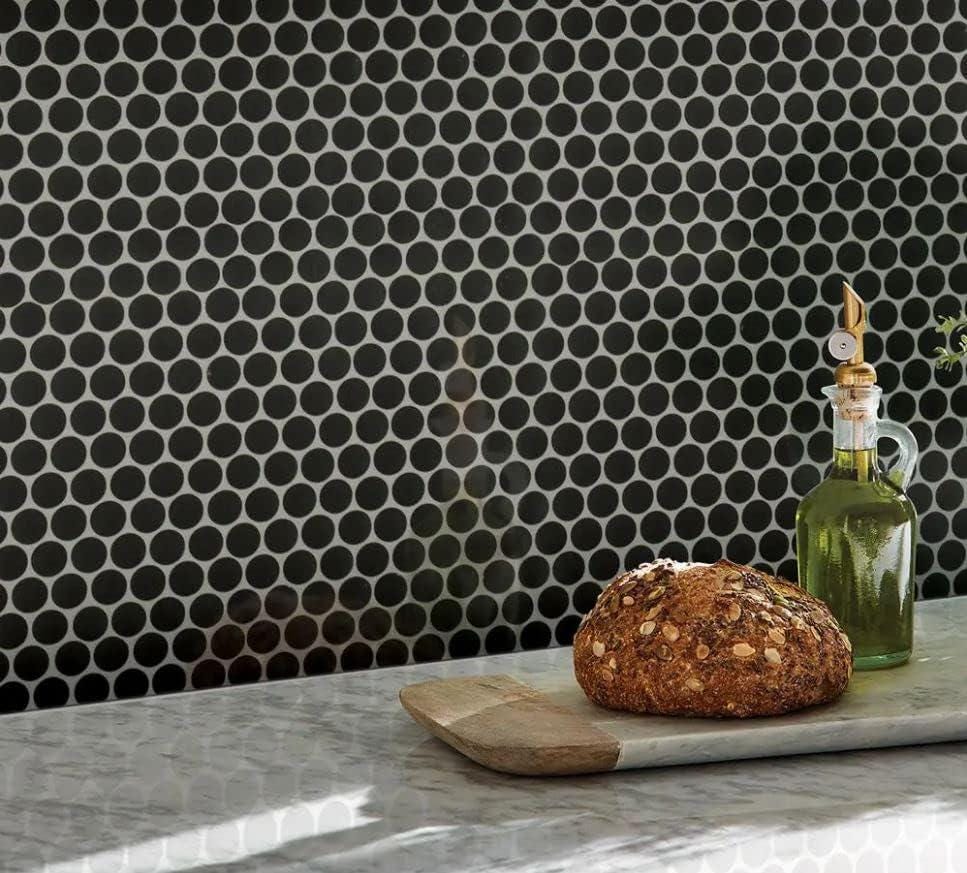 Matte Black Penny Round Porcelain Mosaic Floor Wall Tile - Etsy