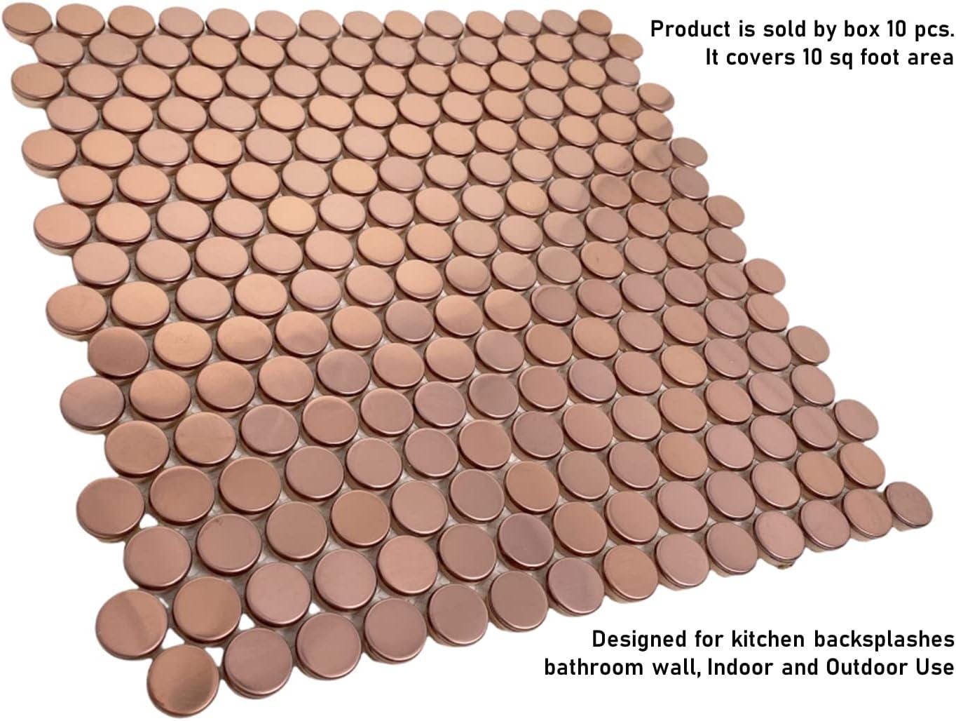 Penny Round Stainless Steel Mosaic Tile on Mesh Mounted Sheet - Etsy