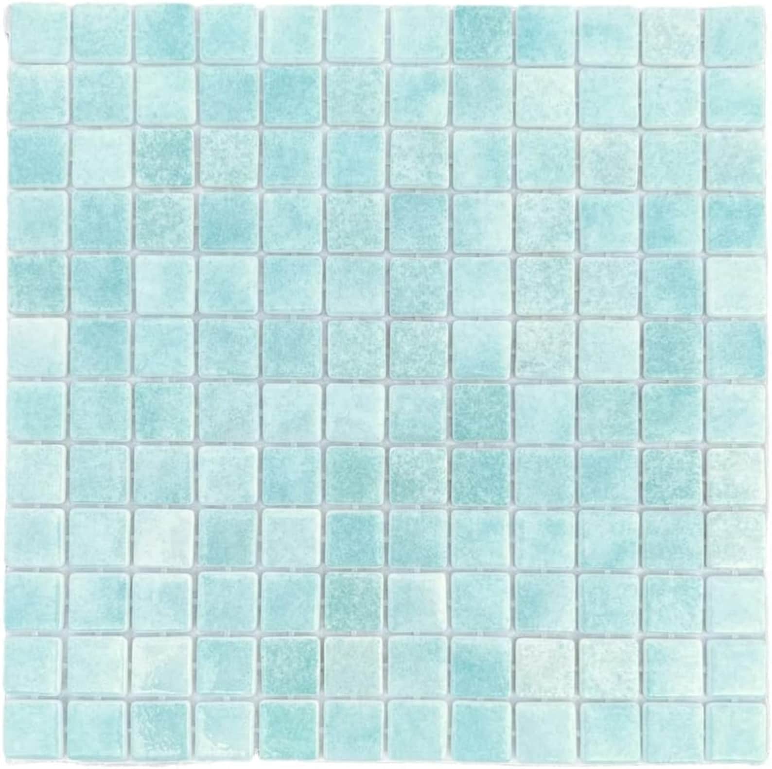 Tenedos Square 1x1 Mint Blue Recycled Glass Mosaic Floor Wall Pool Tile ...