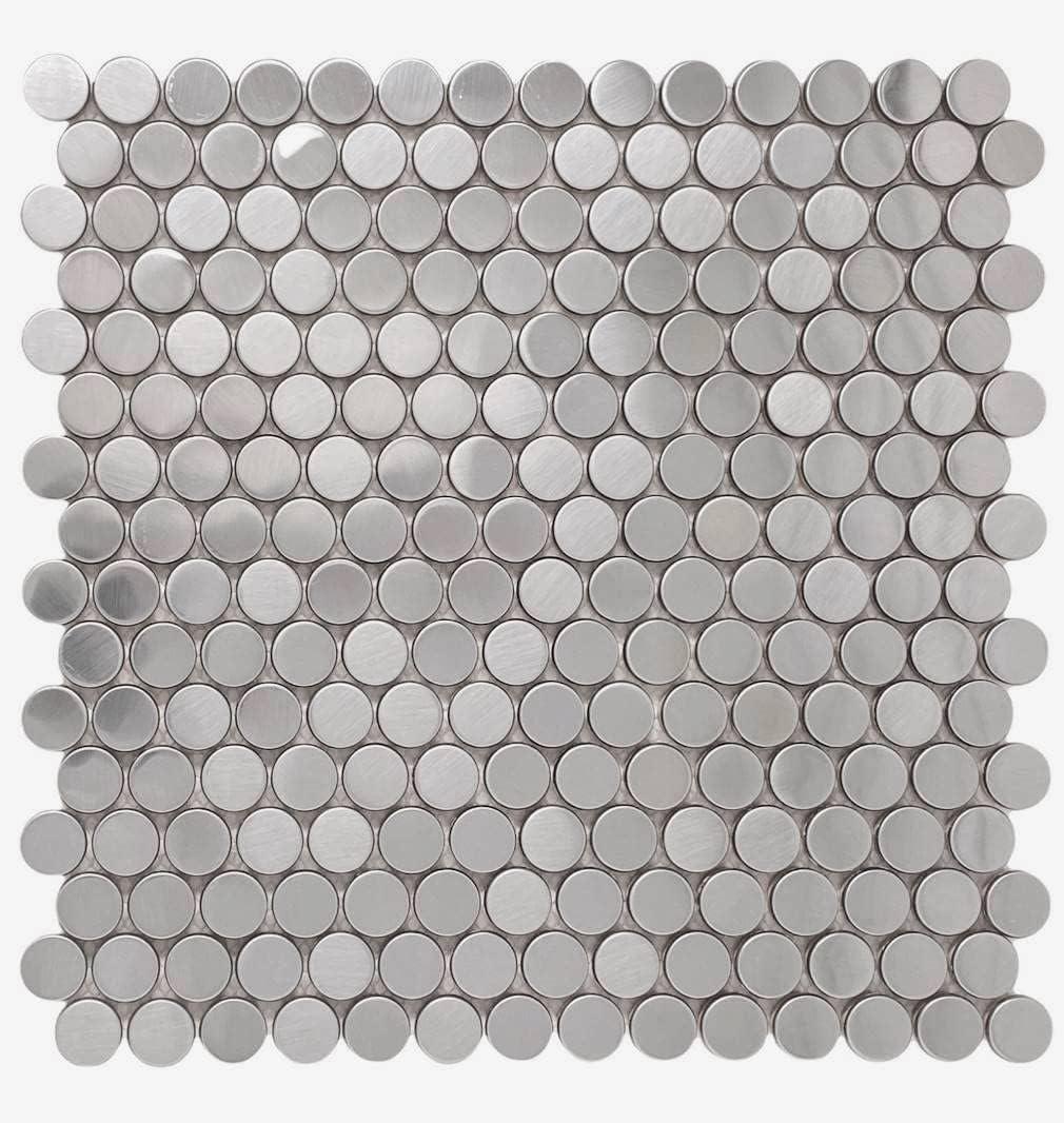 Penny Round Stainless Steel Mosaic Tile on Mesh Mounted Sheet - Etsy