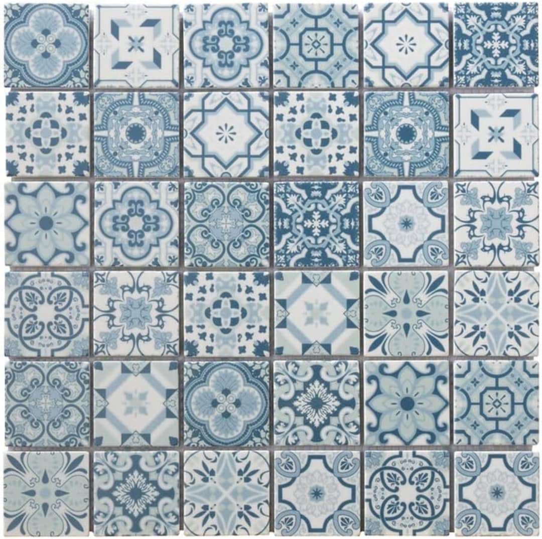 Patagonia Blue Ice 2x2 Square Matte Marble Mosaic Floor Wall Tile ...