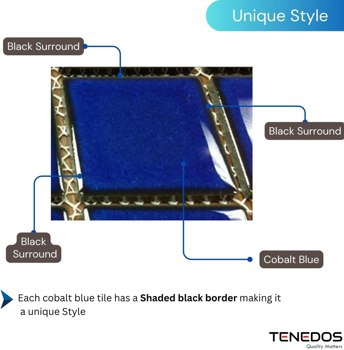 Premium Quality 3x3 Cobalt Blue Square Pattern Porcelain Mosaic Floor ...