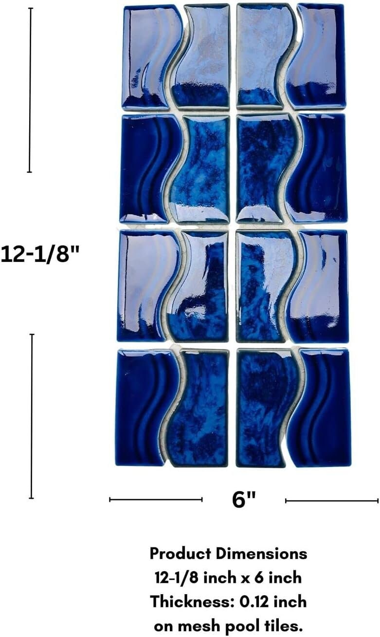 Tenedos Marble Blue Wavy Glossy Porcelain Lineup Border Pool Wall Tile ...