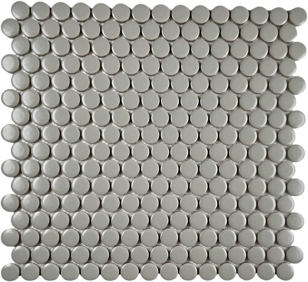 Grey Pewter Penny Round Matte Porcelain Mosaic Floor and Wall Tile - Etsy