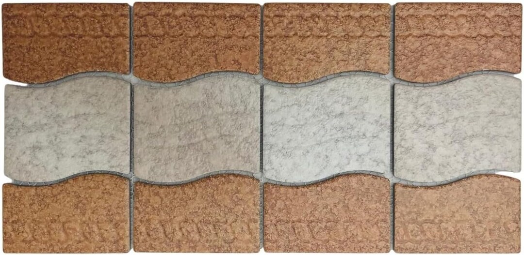 Wavy Almond and Blue Matte Porcelain Border Pool Wall and Floor Tile on ...